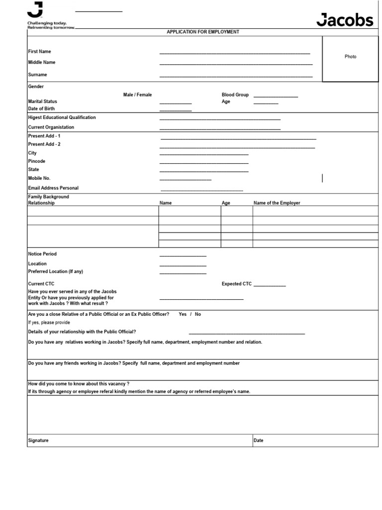 Jacobs - Walkin Form | PDF