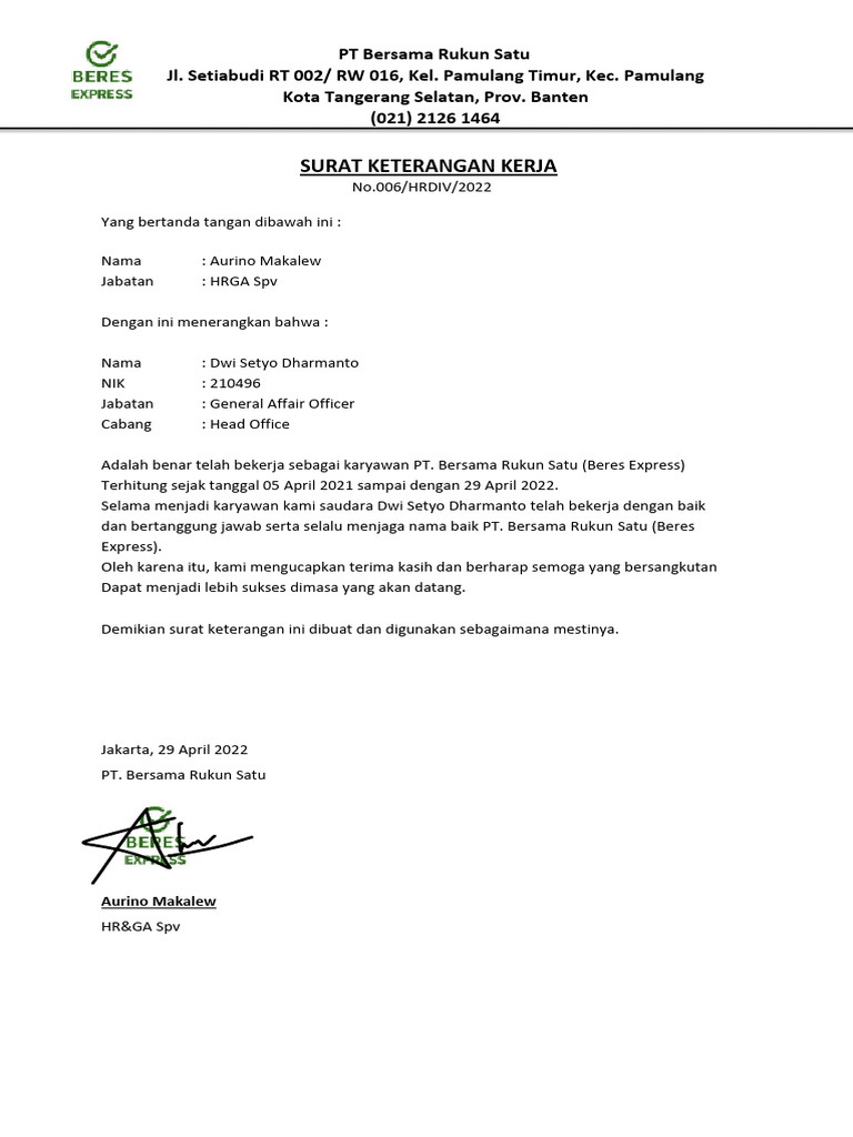 Surat Paklaring-3 | PDF