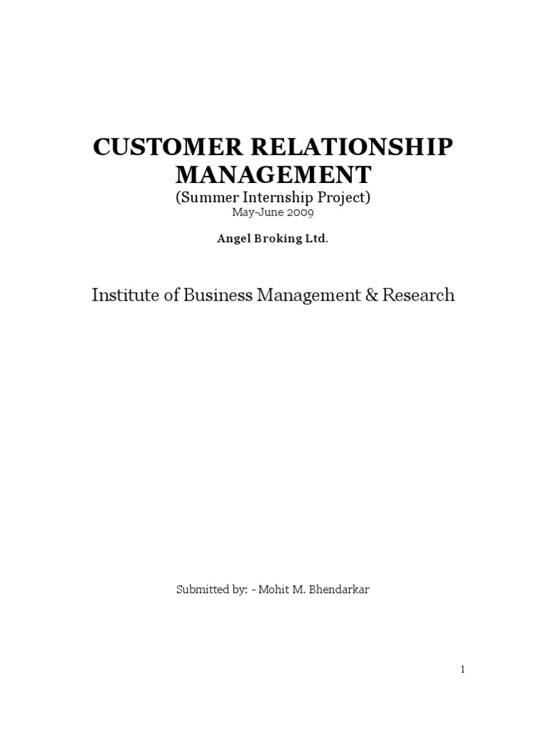 Customer Relationship Management Project Report | PDF | Customer ...