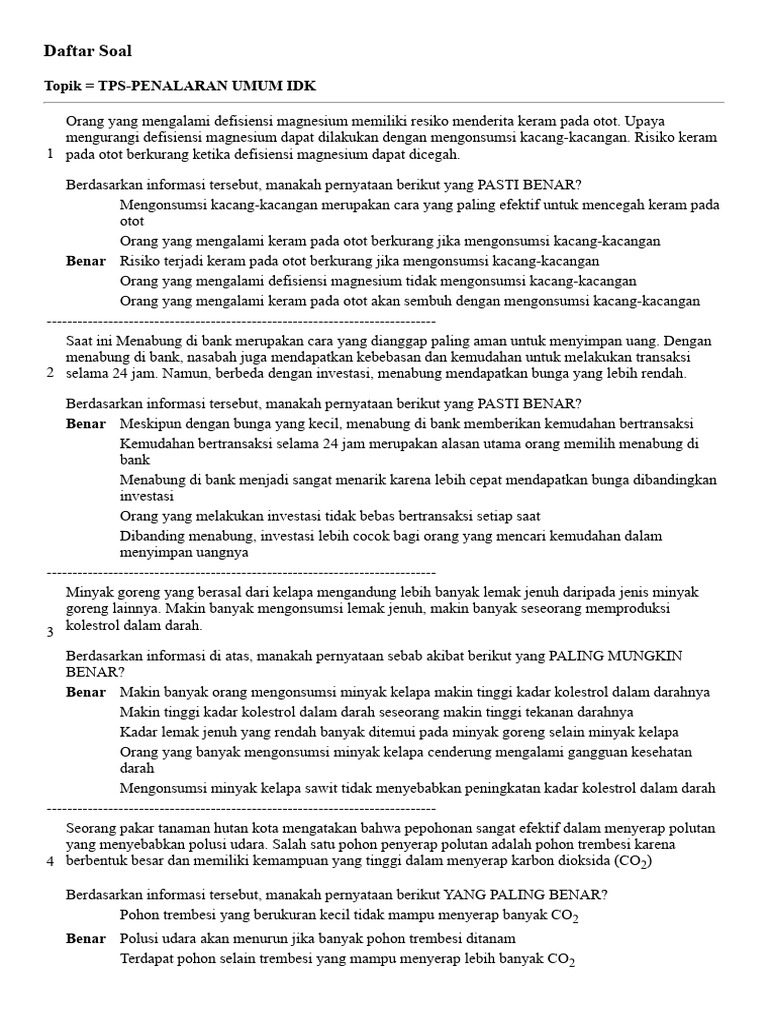 Tps-Penalaran Umum Idk | PDF