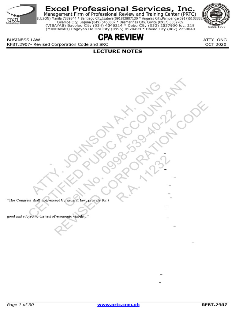 RFBT Revised Corporation Code | PDF