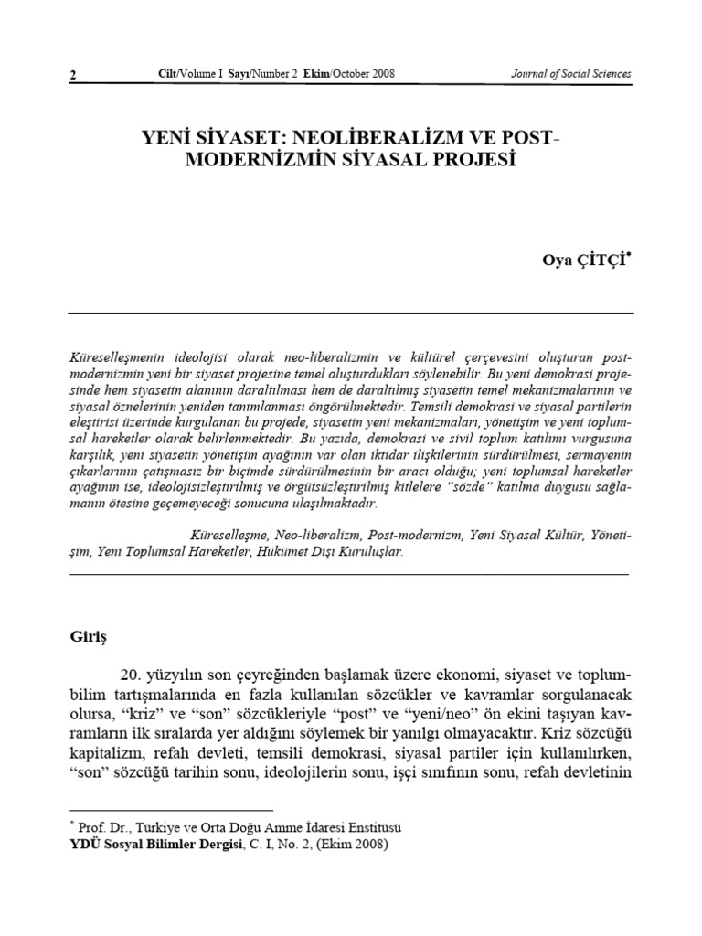YENİ SİYASET Postmodernizm | PDF