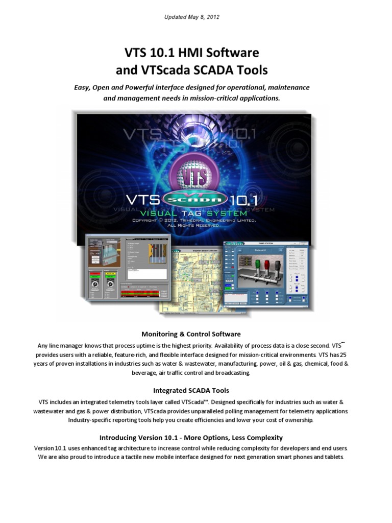Datasheet VTS / VTScada Version 10.1 | Scada | Operating System