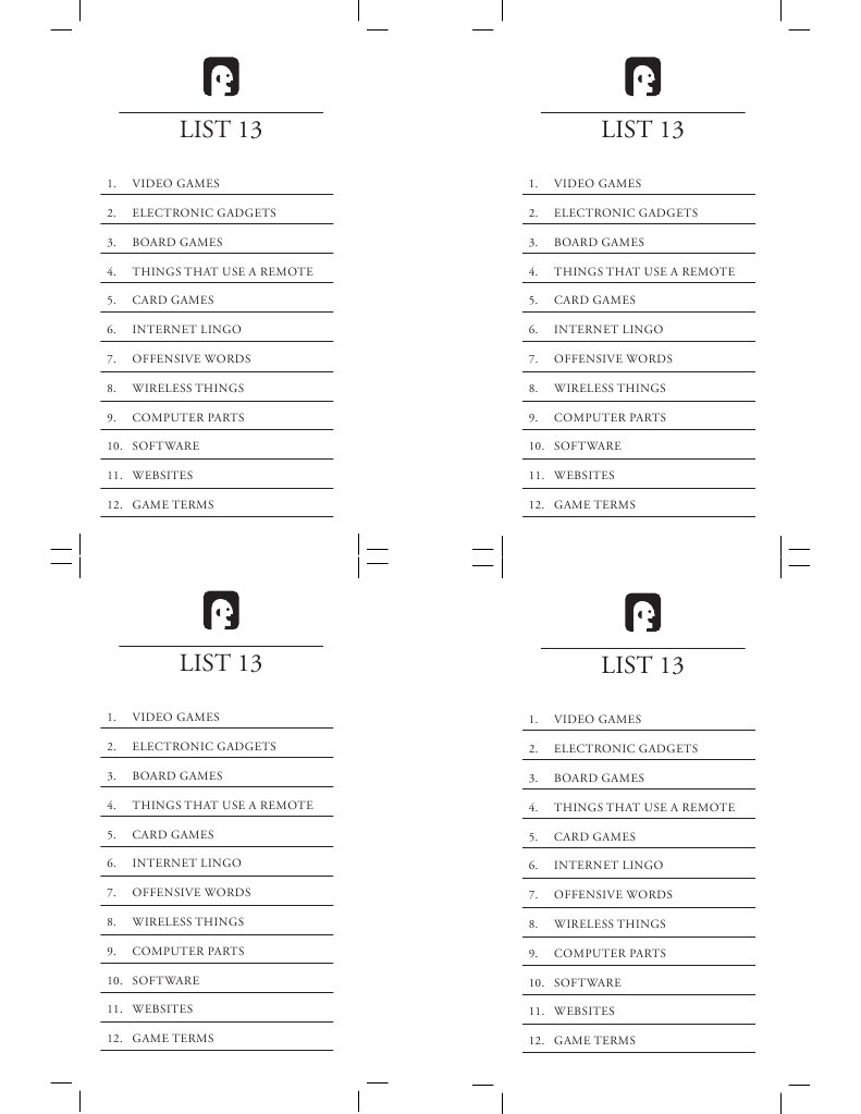 Scattergories Card LISTS13 18 | PDF | Foods | Leisure