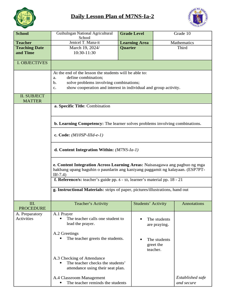 Mana It Lessonplan - Co2 - 2023 2024 | PDF