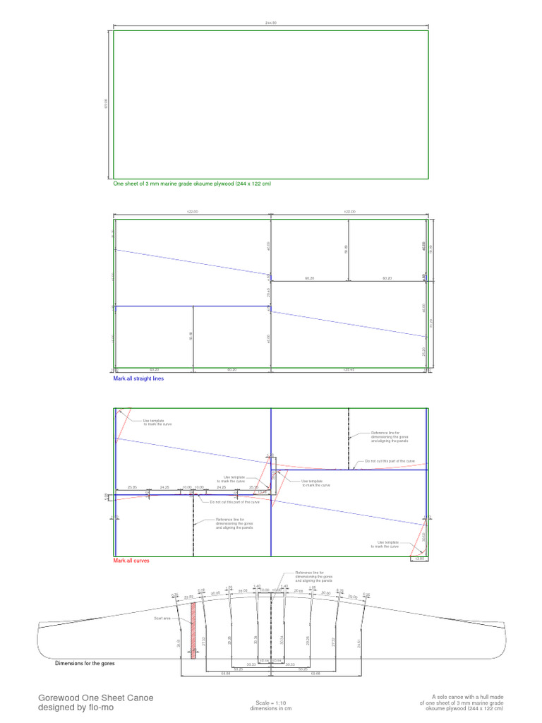 One Sheet Gorewood Canoe 244 X 122 CM - Offsets | PDF | Plywood