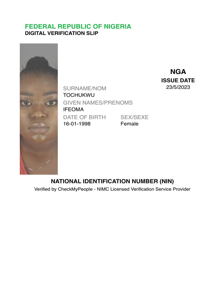 NIN Doc Sample | PDF