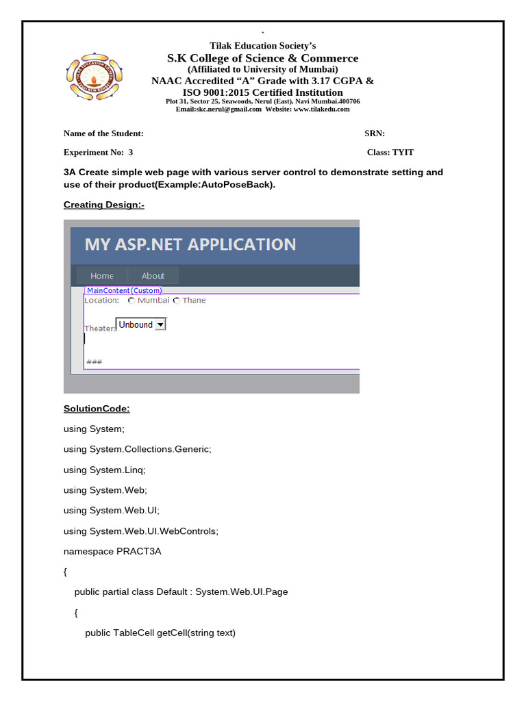 Practical 3A #3B# 3C | PDF