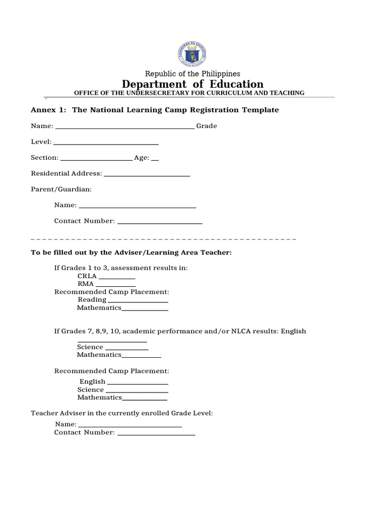 NLC Registration Template | PDF