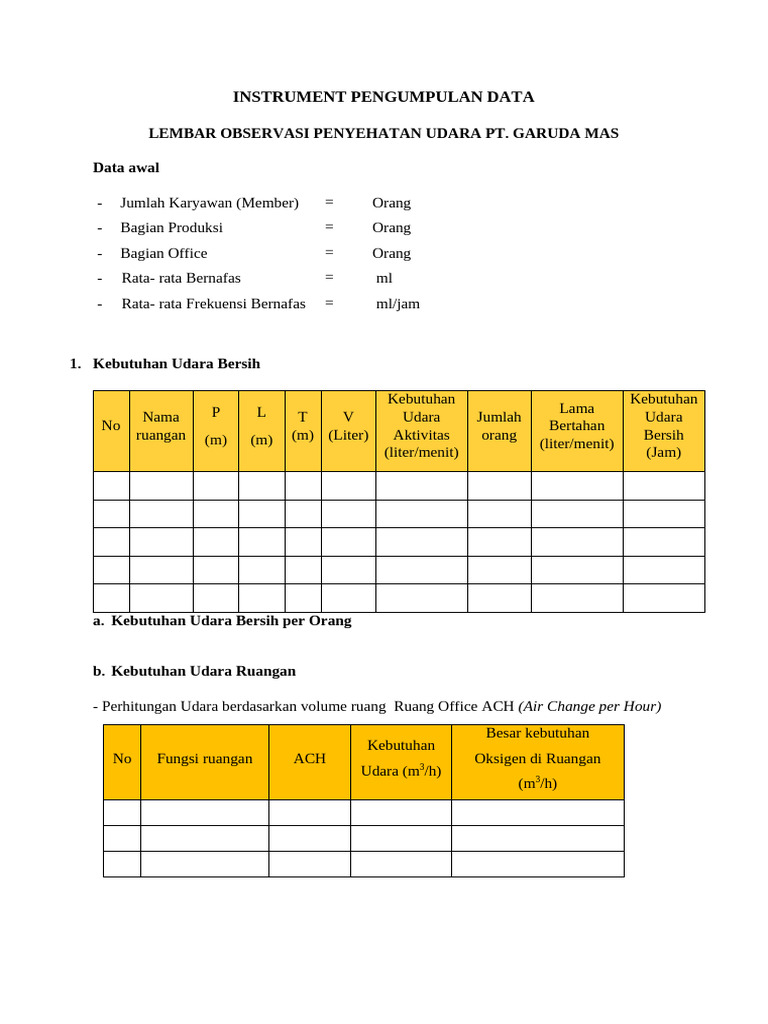 Instrument Pengumpulan Data Udara | PDF