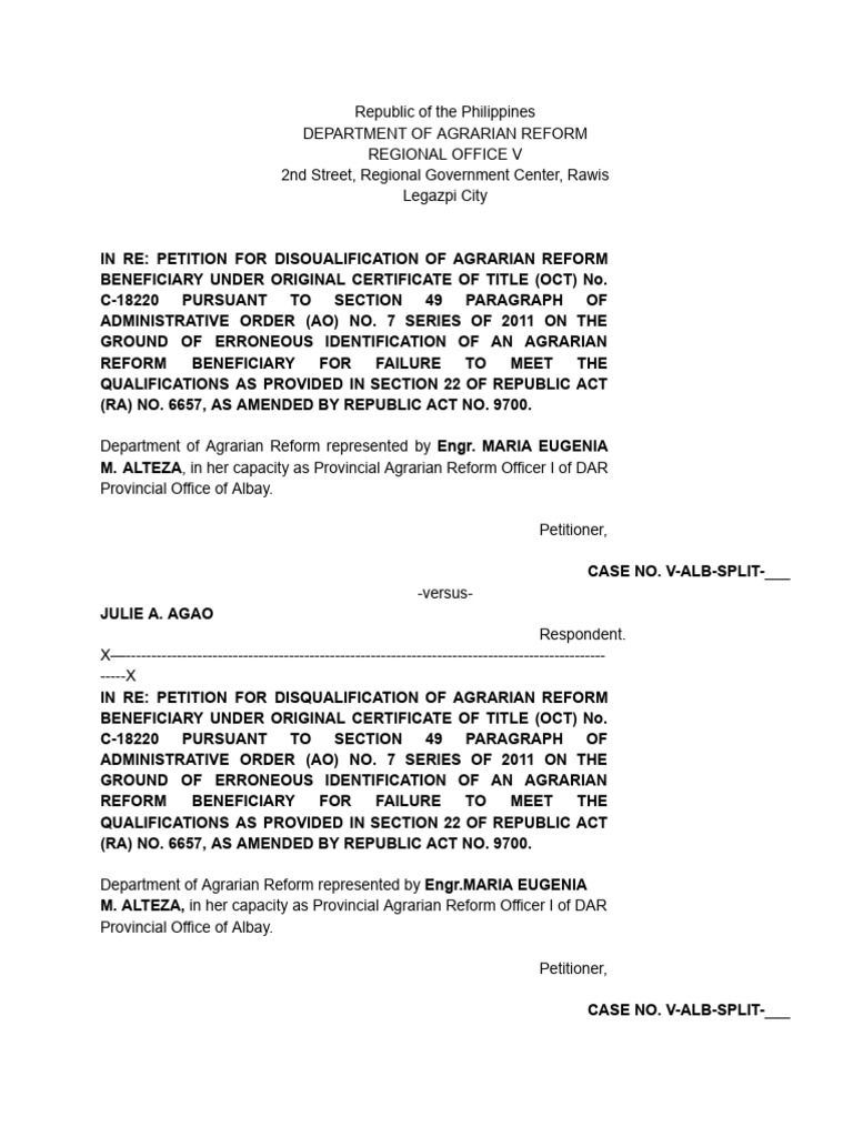 Sample - Petition - 1 | PDF