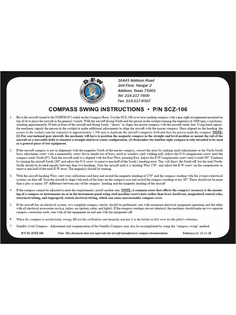 Instruction for compass swing | PDF