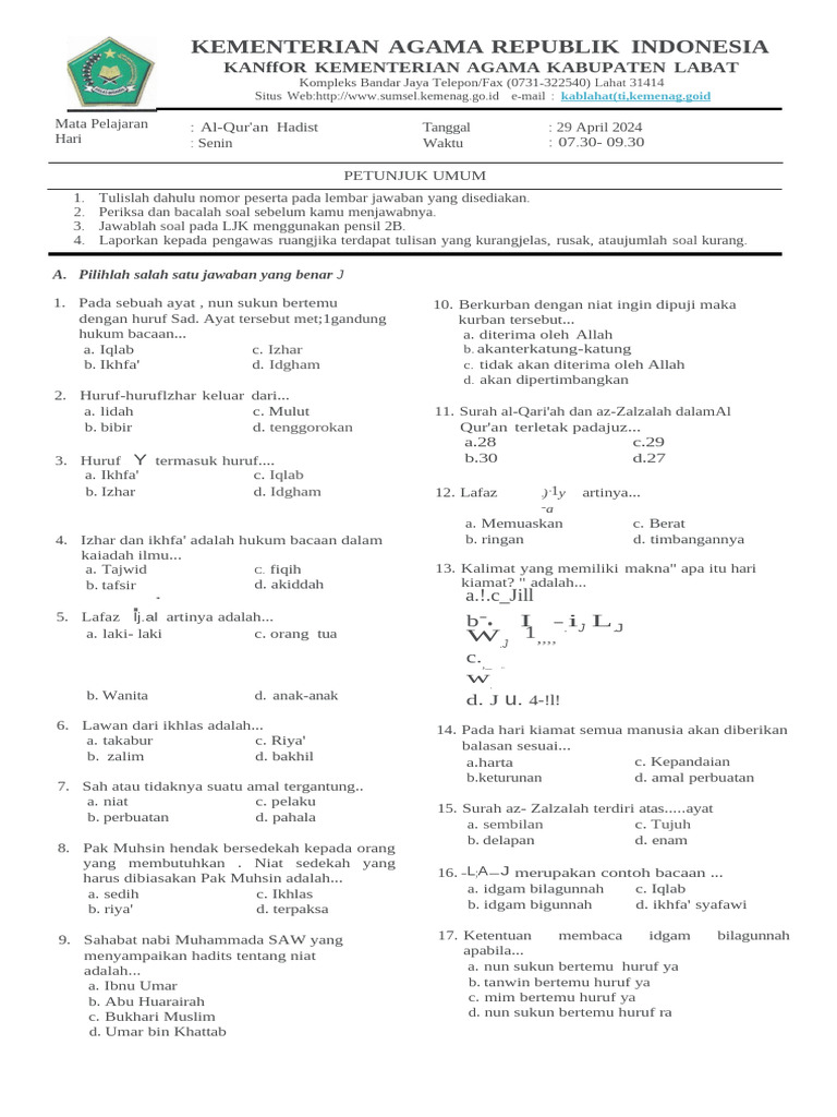 Soal Uam 2024 Edit | PDF