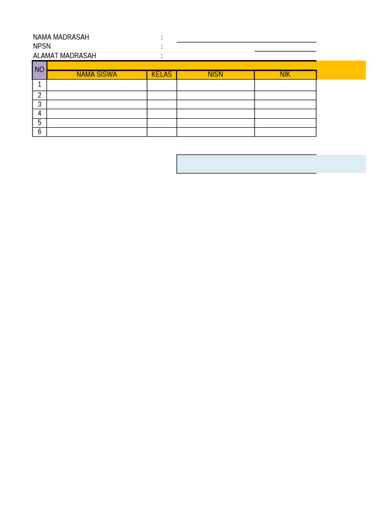 FORM DATA SISWA Belum Masuk Emis New | PDF