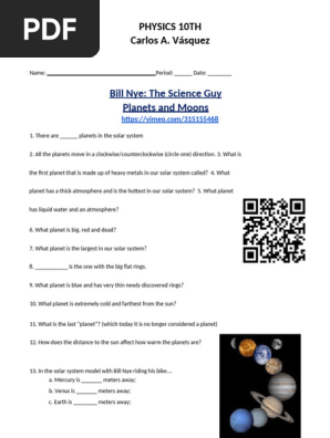Bill Nye Solar System Worksheet Answers