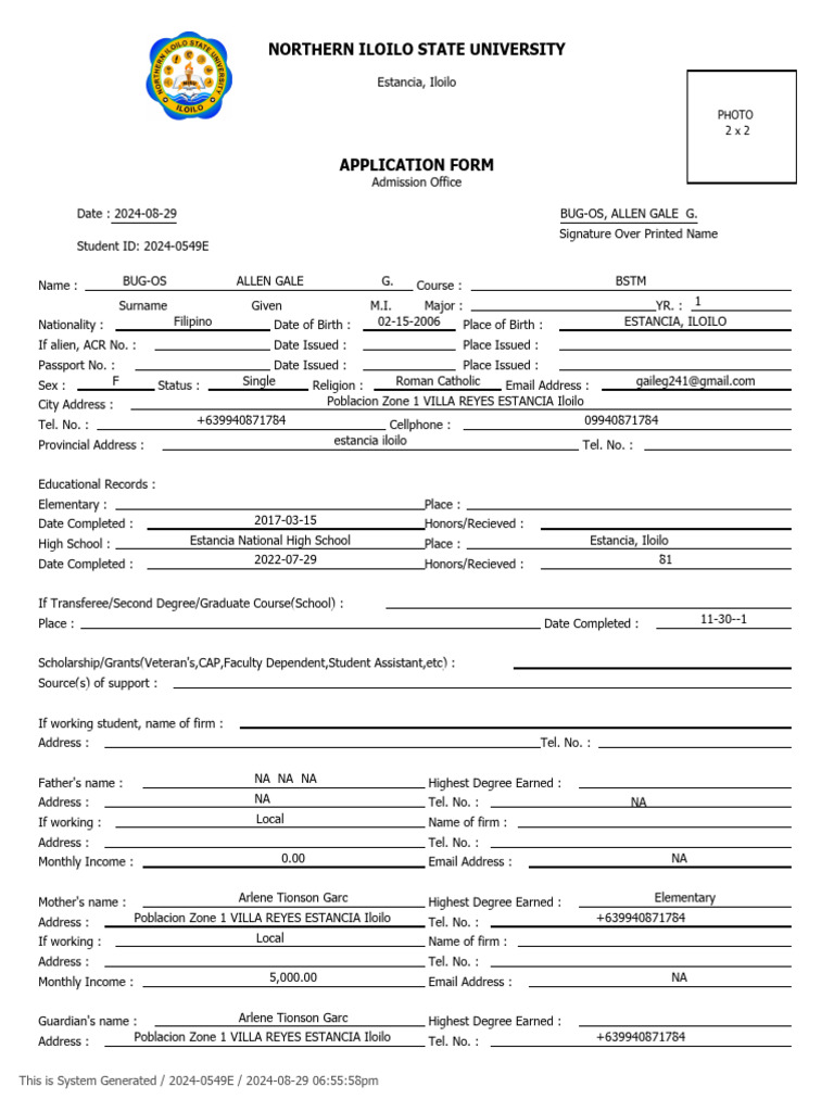 Applicationform | PDF | Government And Personhood