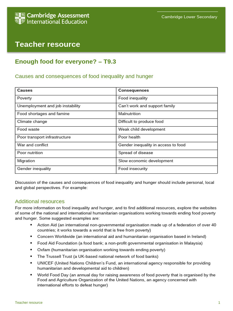 Challenge - Stage 9 - Enough Food For Everyone - T9.3 - tcm143-660724 | PDF
