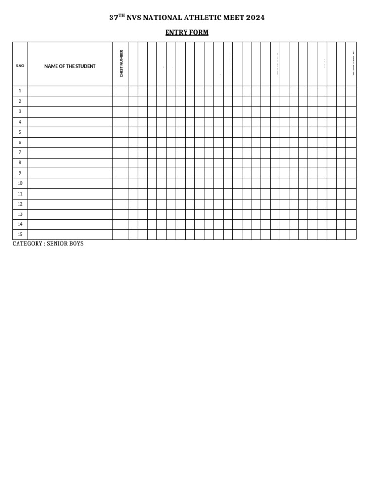 Athletics Entry Form | PDF