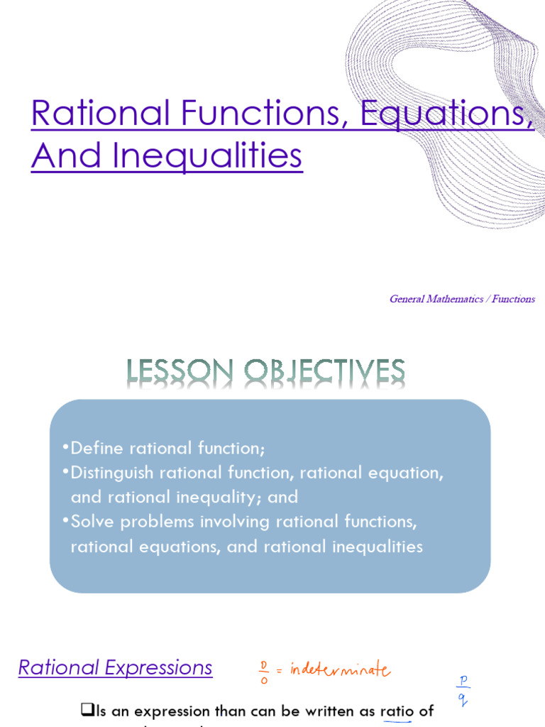 Rational Functions, Equations, and Inequalities | PDF