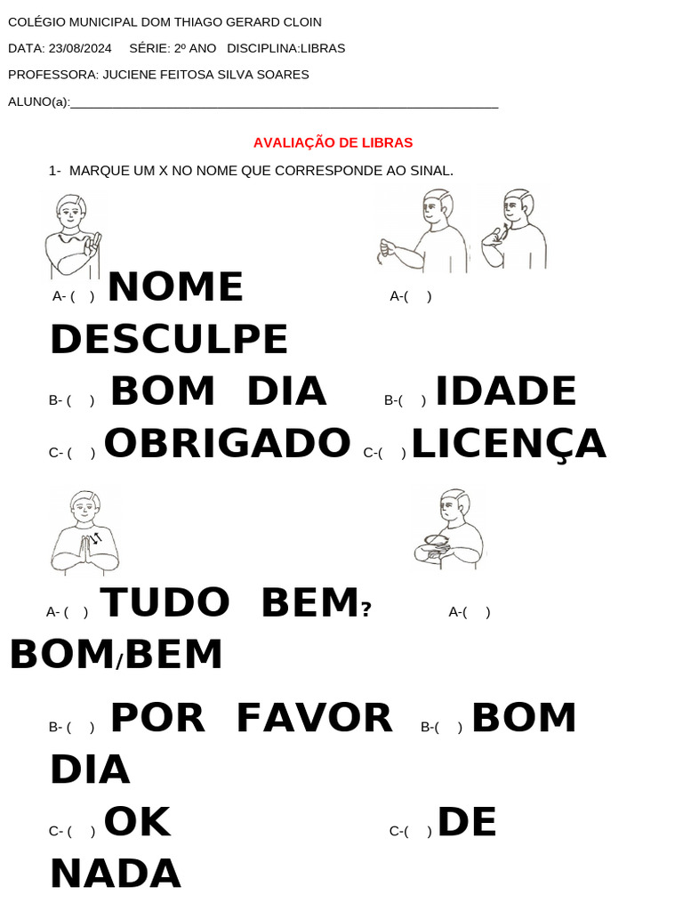 Prova de Libras - 025511 | PDF