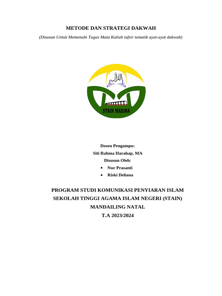 Makalah TTD Strategi Dan Metode Dakwah | PDF