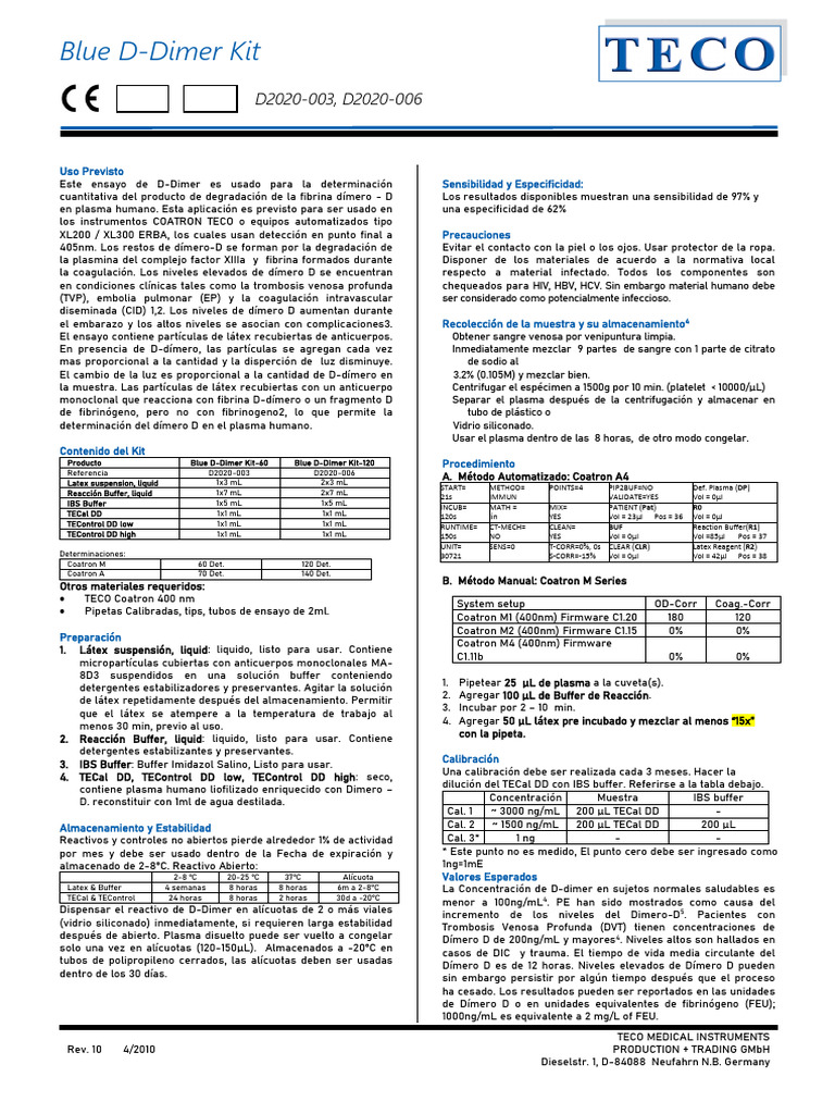 Blue D-Dimer kit | PDF