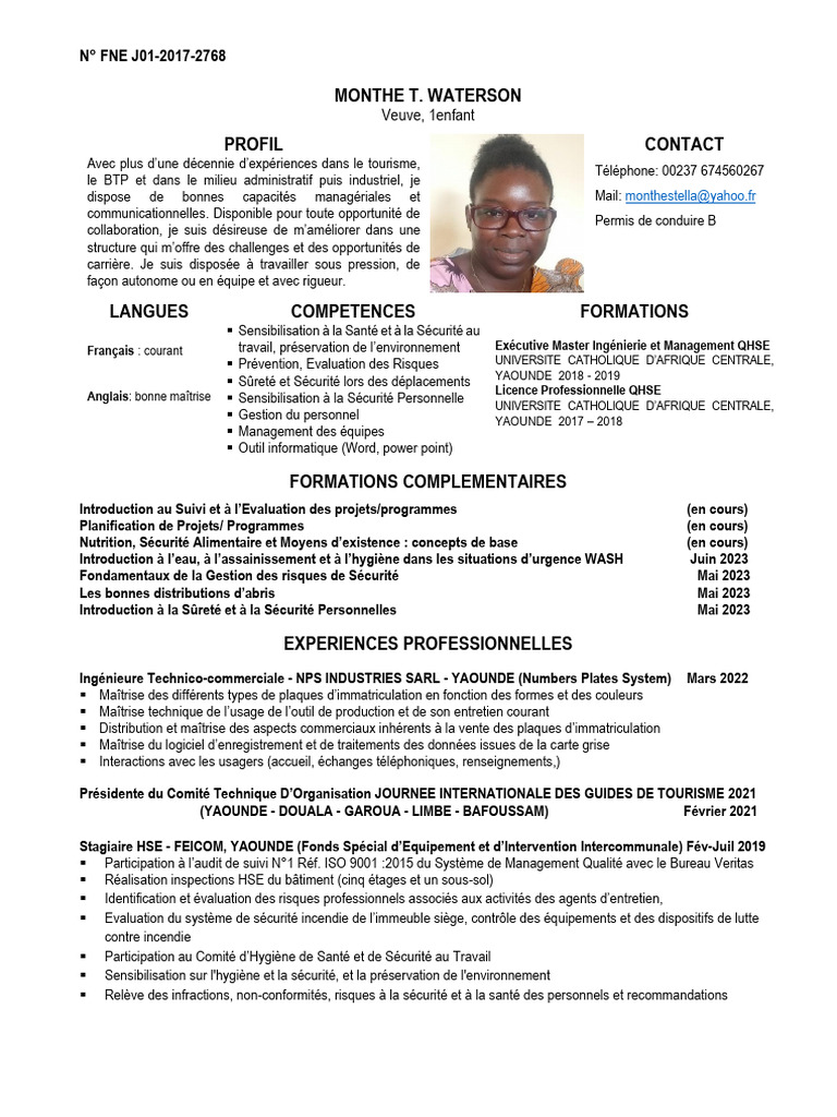 CV Monthe 2014 | PDF