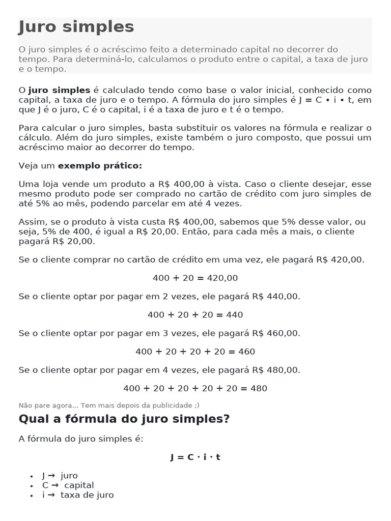 Juro Simples | PDF