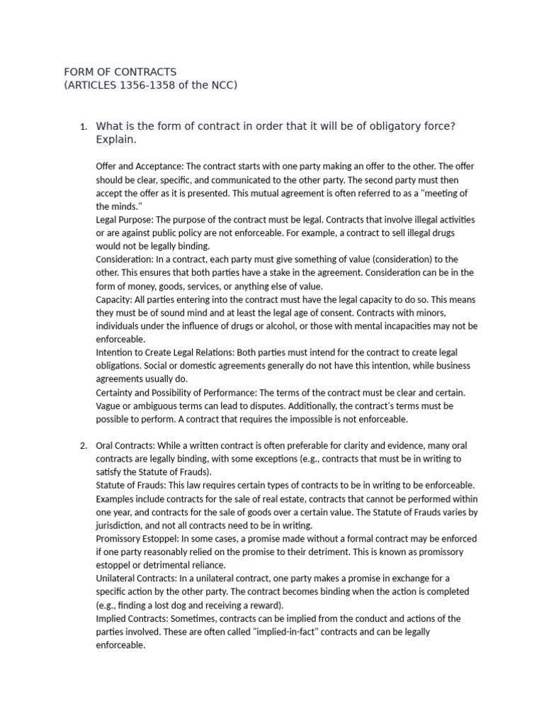 Form of Contracts | PDF