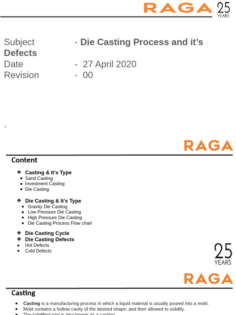 Die Casting process and Its defects | PDF
