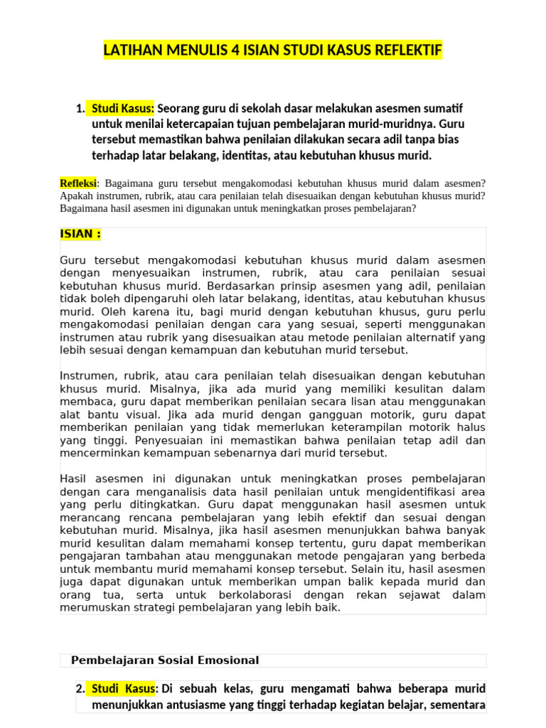 4 Studi Kasus Dan Cerita Reflektif Nya | PDF