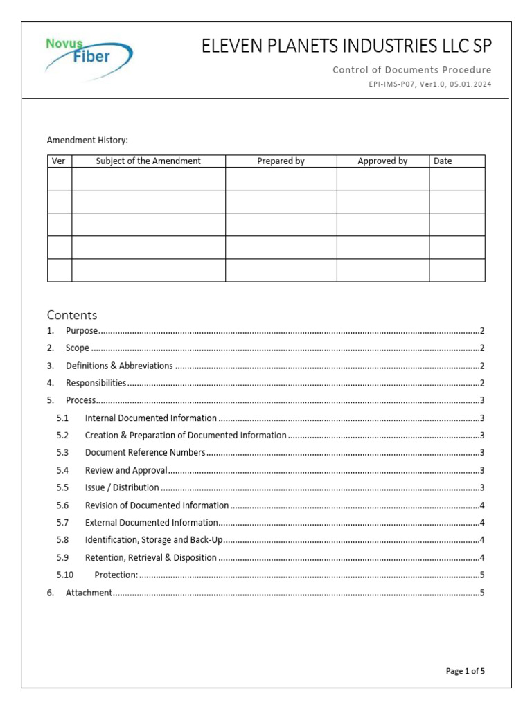 IMS-P07 Control of Documents | PDF