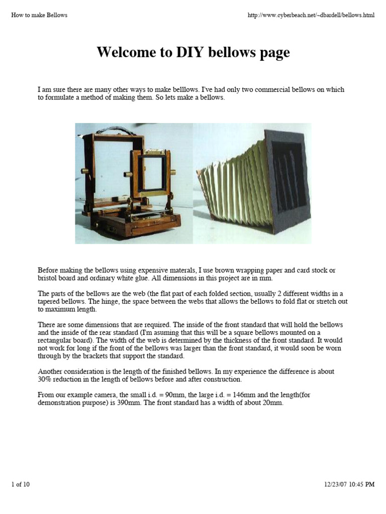 How To Make Bellows | PDF | Camera | Home & Garden