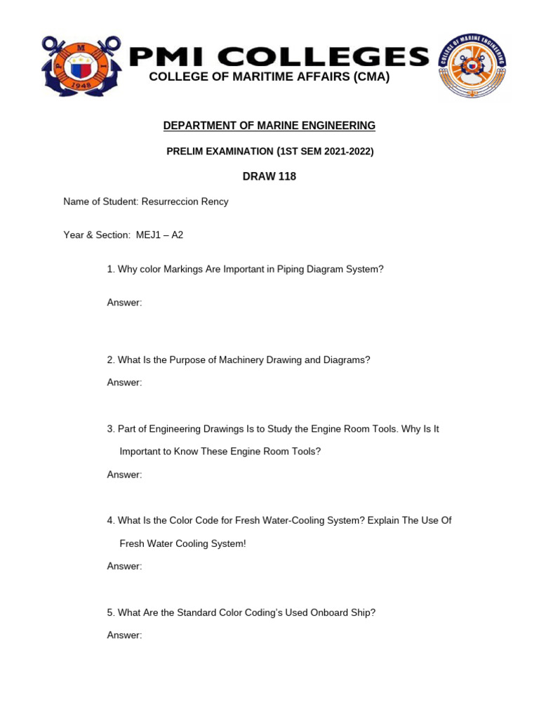 Draw 118- Prelim 1st Sem 2021-2022 (Bsmare) | PDF