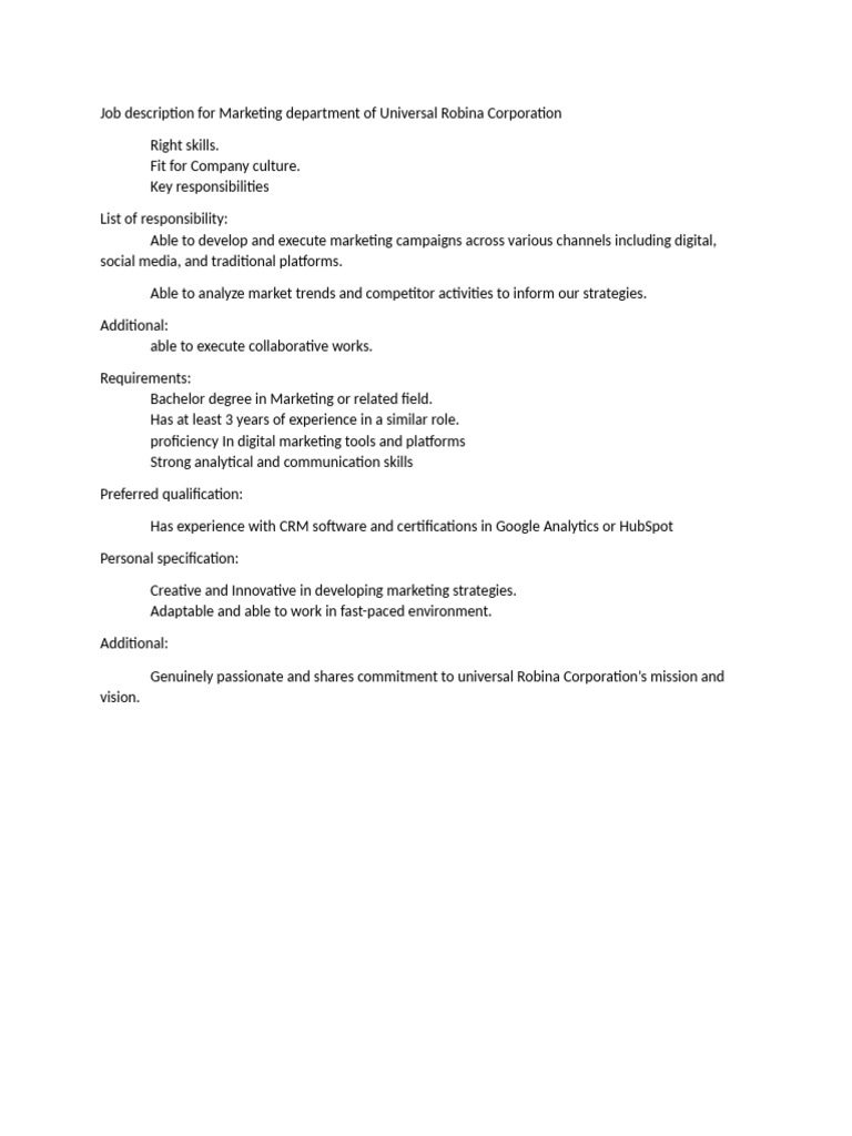 Job Description Script | PDF