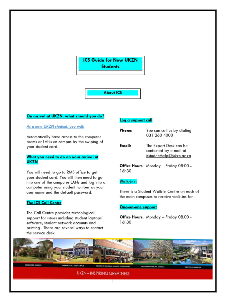 2021 ICS Guide For New UKZN Students | PDF