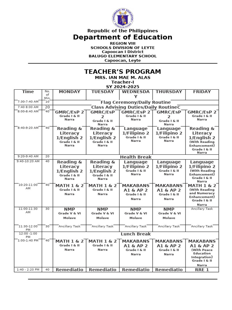 Teachers Program 1&2 | PDF