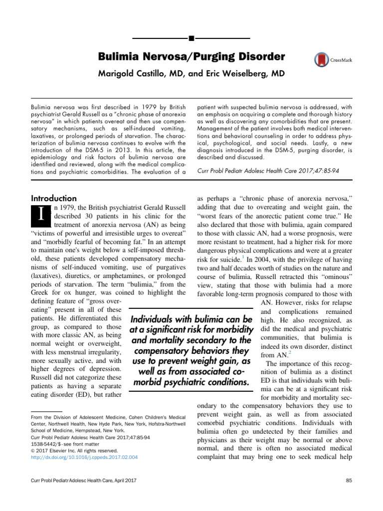 Bulimia Nervosa-Purging Disorder | PDF