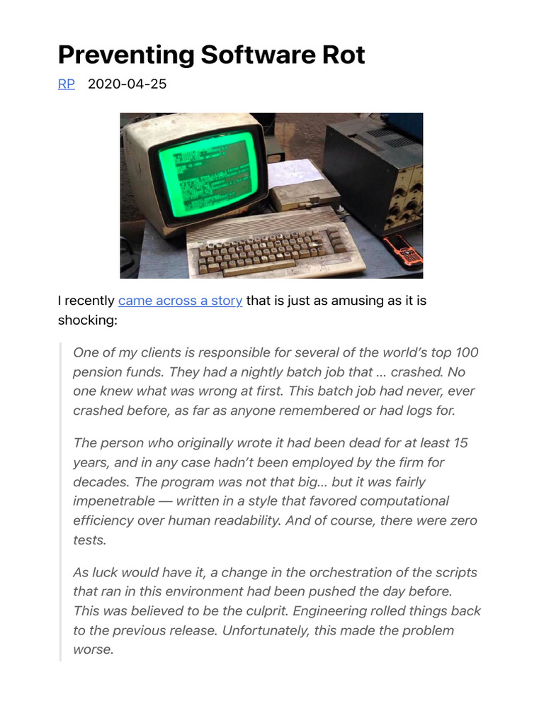 Preventing Software Rot - Software The Hard Way | PDF