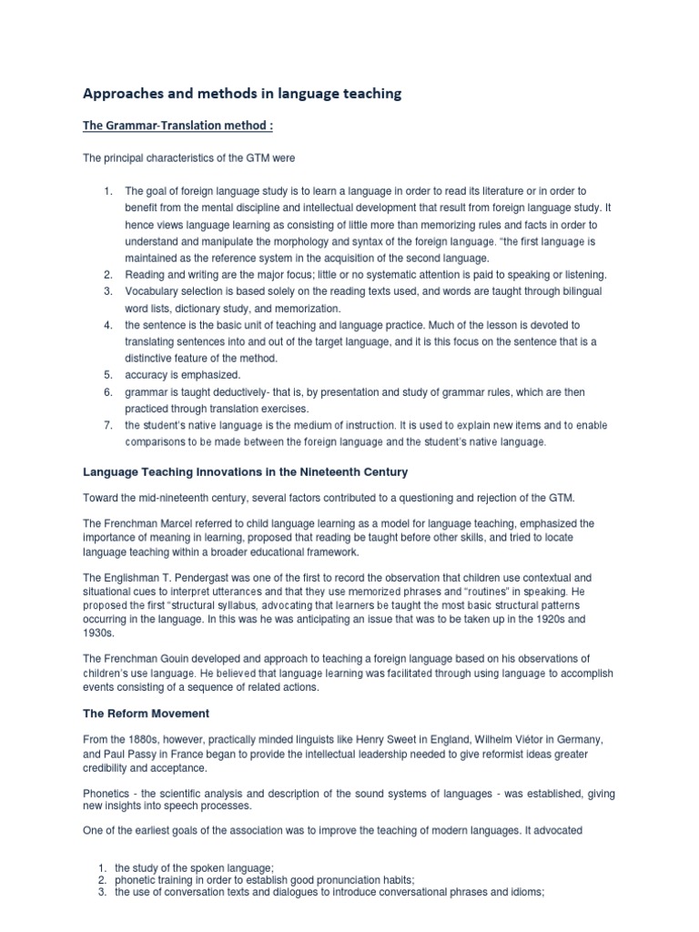 Approaches and Methods in Language Teaching | PDF | Language Education ...