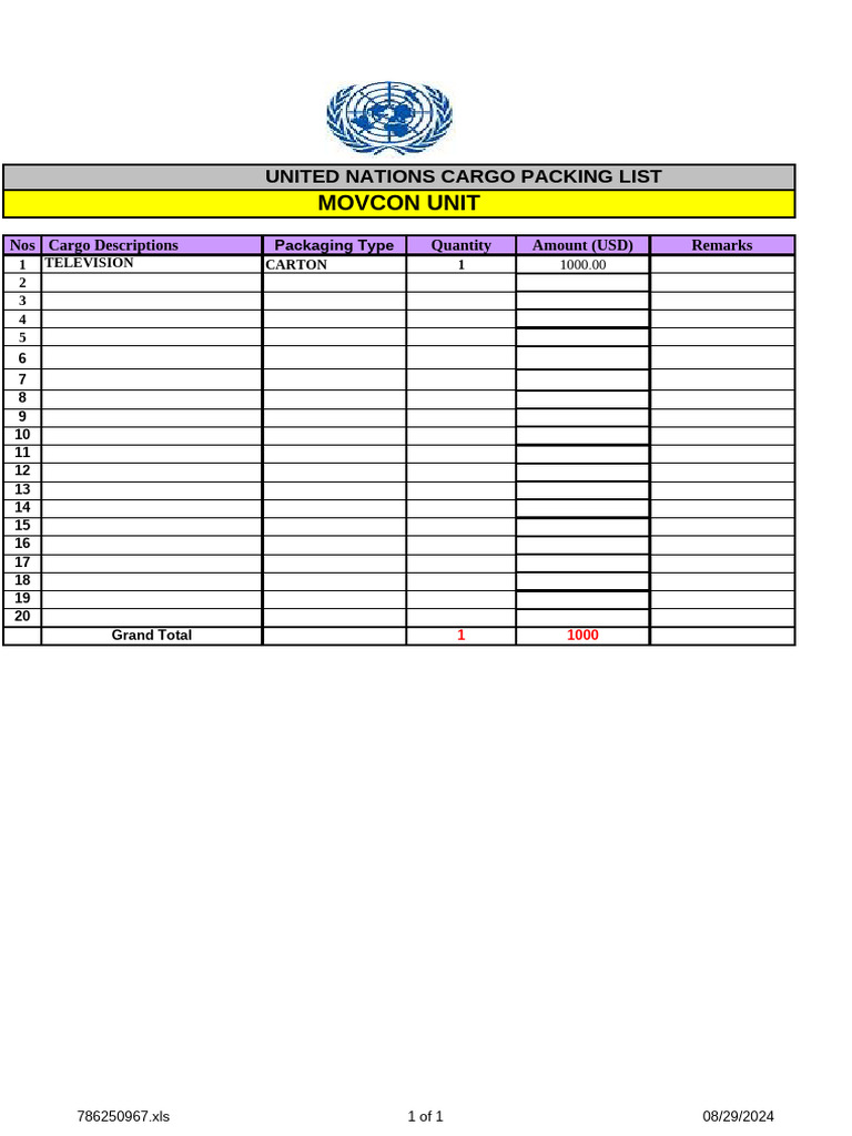 MovCon Packing List | PDF