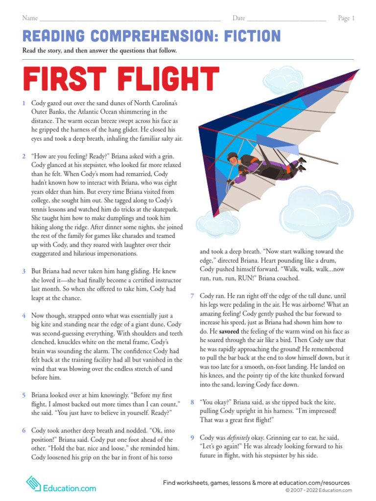 Reading Comprehension First Flight | PDF