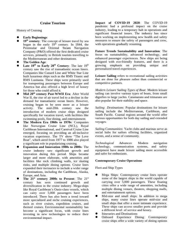 Cruise Tourism Notes | PDF