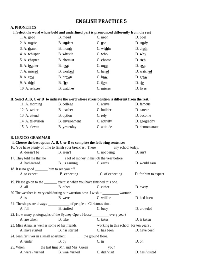 English Test Intermediate | PDF