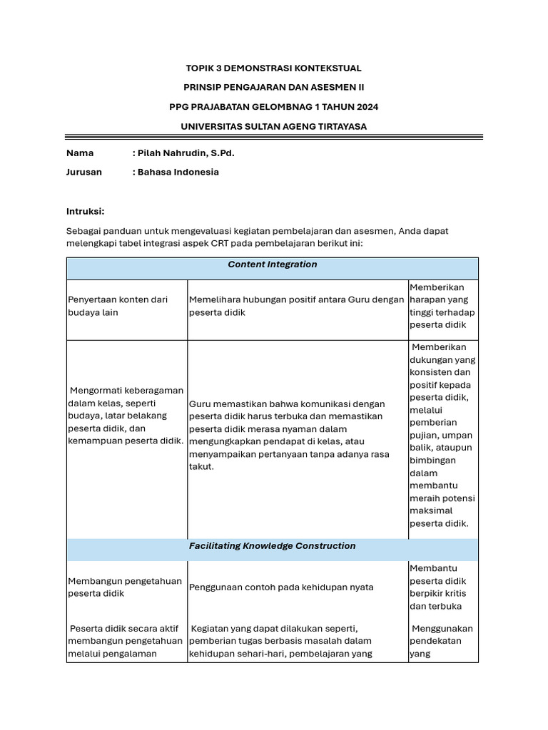 Pilah Nahrudin Topik 3 Demonstrasi Kontekstual Ppa 2 | PDF