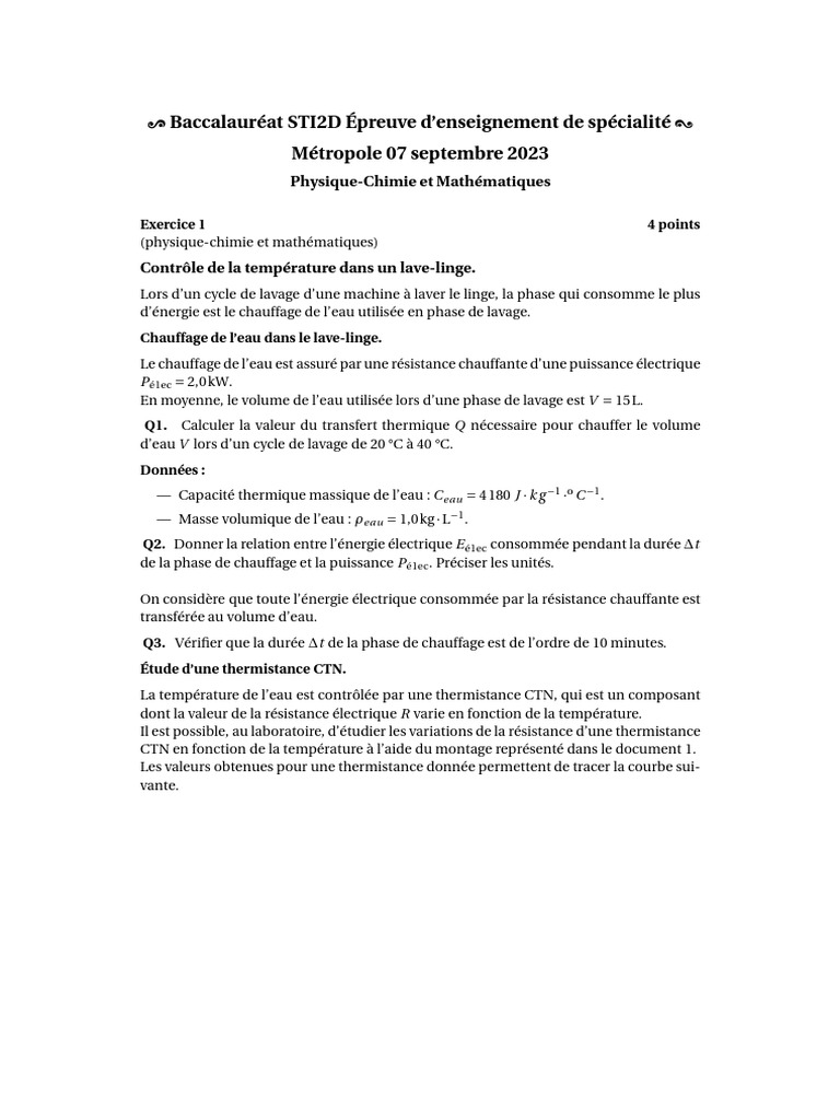 Corrige STI2D Metropole 9 2023 JCS | PDF