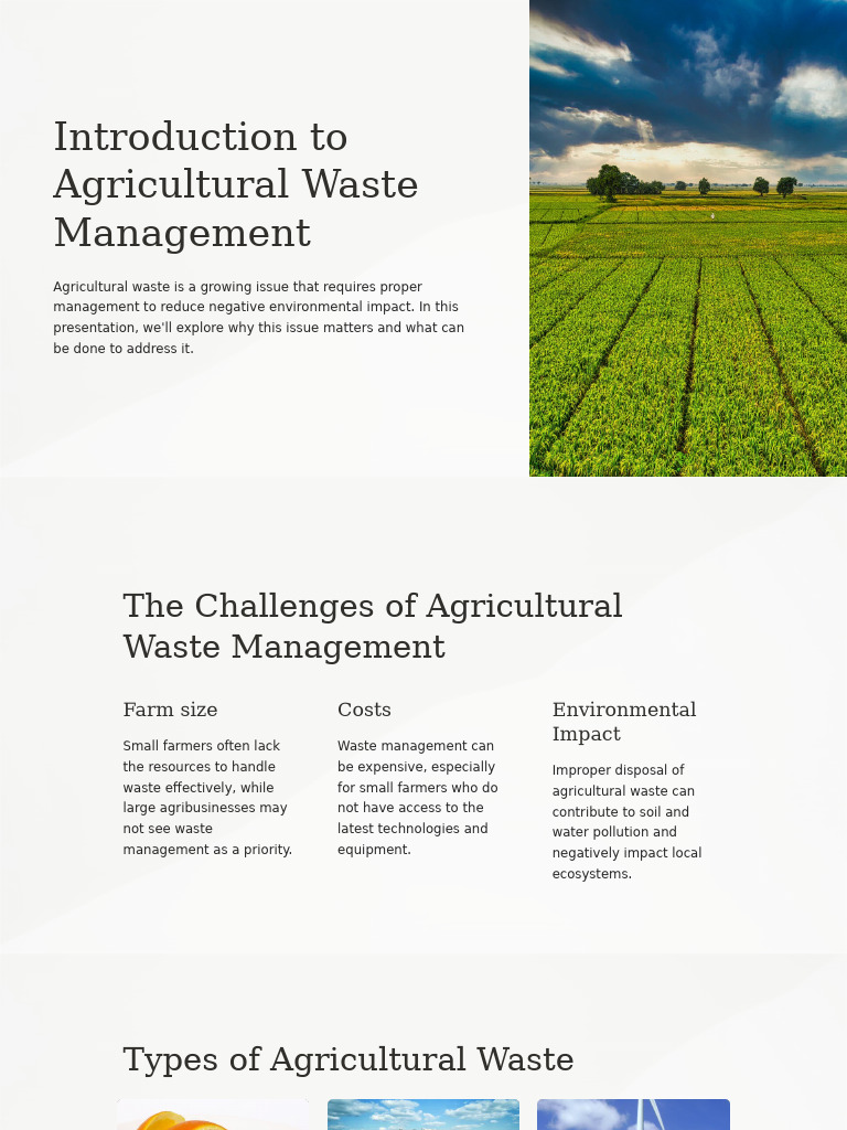 Introduction To Agricultural Waste Management | PDF