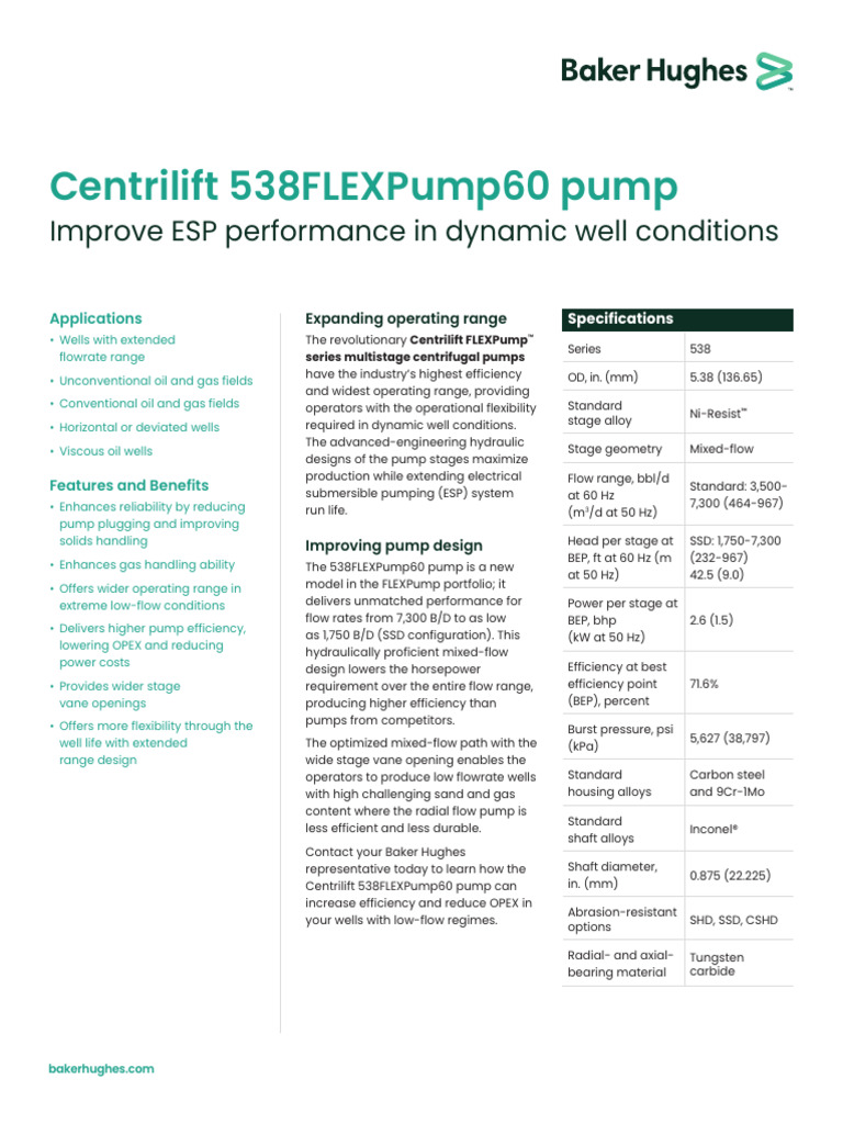 Centrilift 538FLEXPump60 Pump Spec | PDF