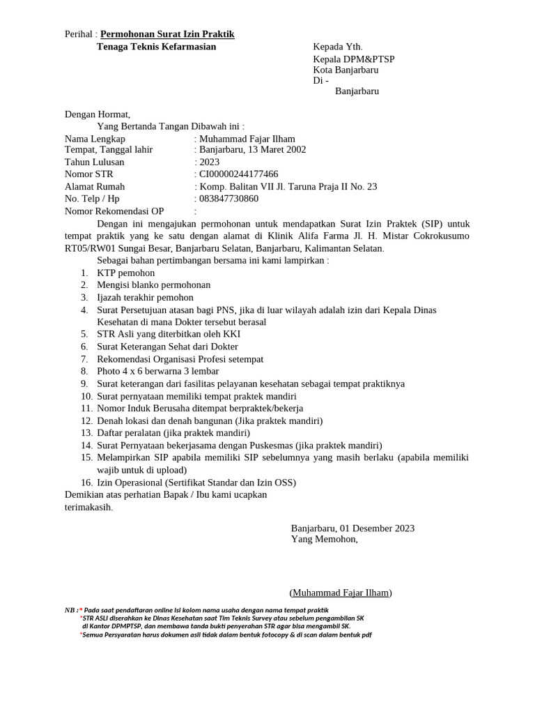 Blanko Permohonan SIP-tanpa Puskes | PDF