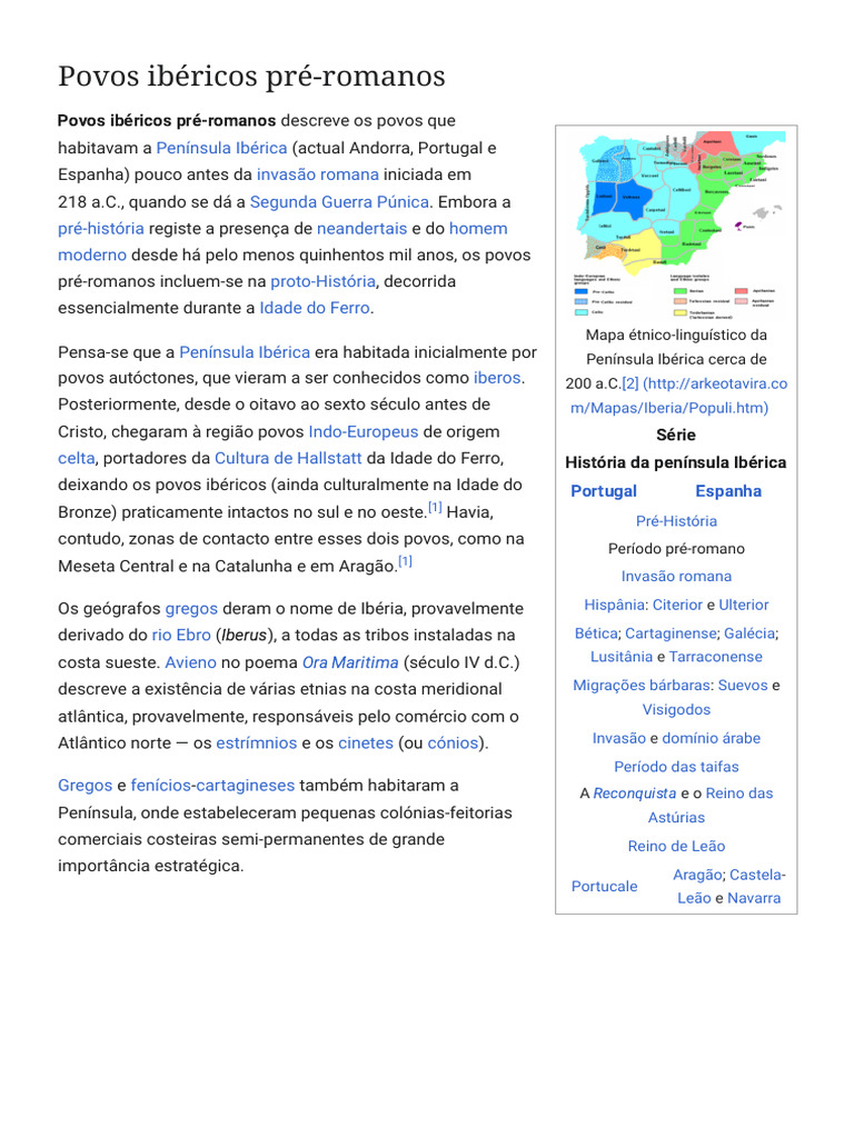 Povos Ibéricos Pré-Romanos - Wikipédia, A Enciclopédia Livre | PDF